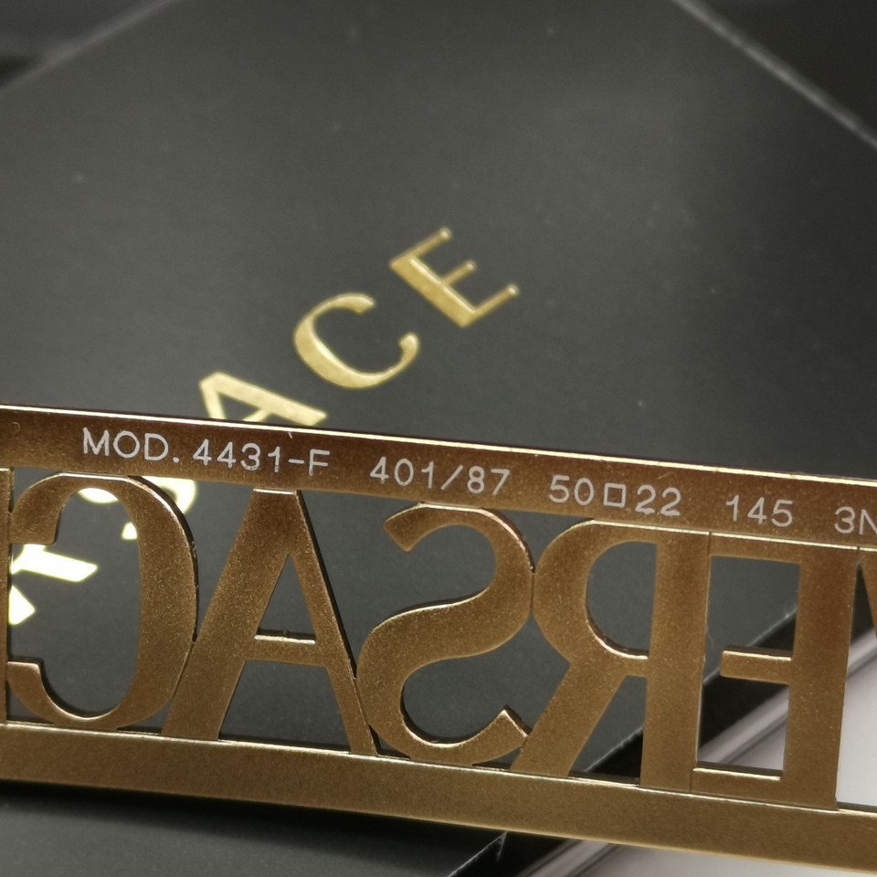 Versace Sunglasses White Gold Letters Big Logo Square MOD VE 4431-F 401 ...