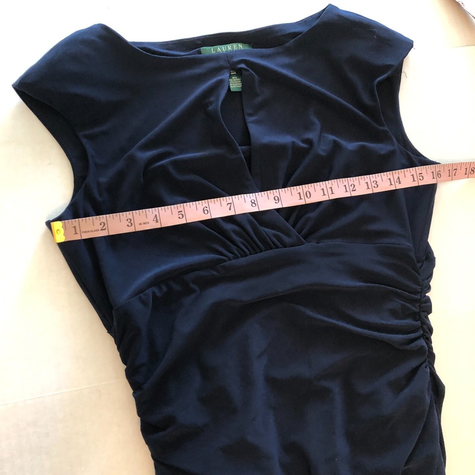 Ralph Lauren Women Navy Blue Body cone Dress Size 8 Stretch Sleeveless ...
