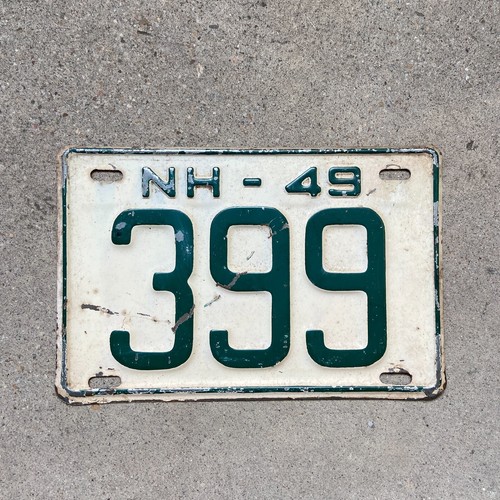1949 New Hampshire License Plate Low Number Three 3 Digit 399 Garage ...
