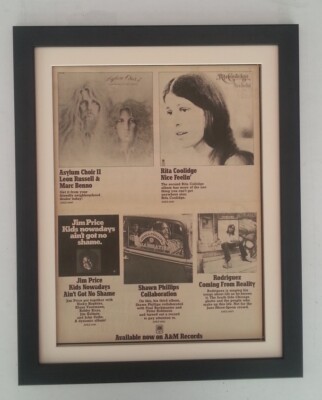 LEON RUSSELL*RITA COOLIDGE*A & M*1972*ORIGINAL*POSTER*AD*FRAMED*FAST ...