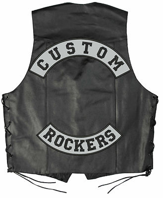 Reflective CUSTOM ROCKER SET Motorcycle Patch Top Bottom 16" 13" large ...