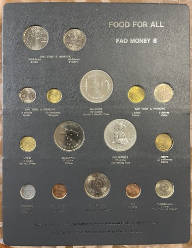 FAO Money Panel 8 Grey 16 coins Food Agriculture UN Silver Maldives ...