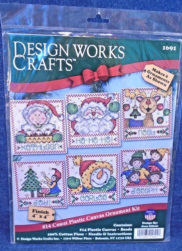 Design Works Joan Elliott Christmas Ornament 1691 Plastic Canvas Cros ...