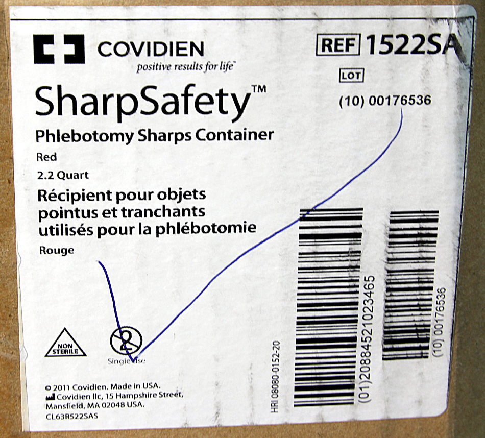 UN 3291 Covidien SharpSafety UN3291 2.2 Quart Phlebotomy Sharp ...