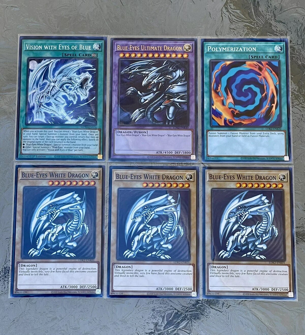 3x Blue-Eyes White Dragon SDK Art + Blue-Eyes Ultimate Dragon + Vision ...