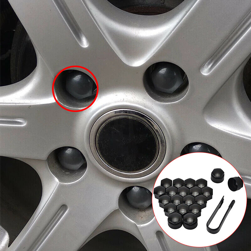 Fit Auto Car Wheel Rim Tire Bolt Center Caps 20 * 17mm Black Lug Nut ...