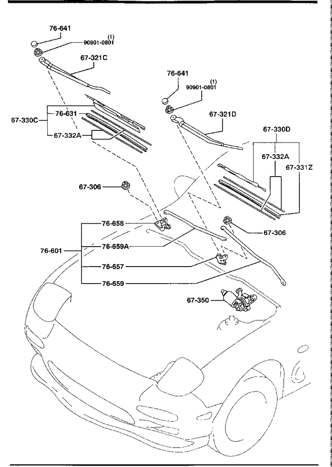 MAZDA Genuine OEM RX-7 RX7 FD3S RHD Front Windshield Wiper Arm Left ...