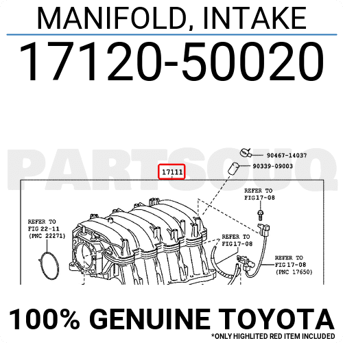 1712050020 Genuine Toyota MANIFOLD, INTAKE 17120-50020 | eBay
