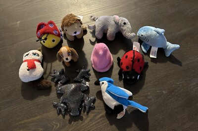 Misc Mini Plush Animals Lion Bird Lady Bug Frog Shark Elephant Peeps ...