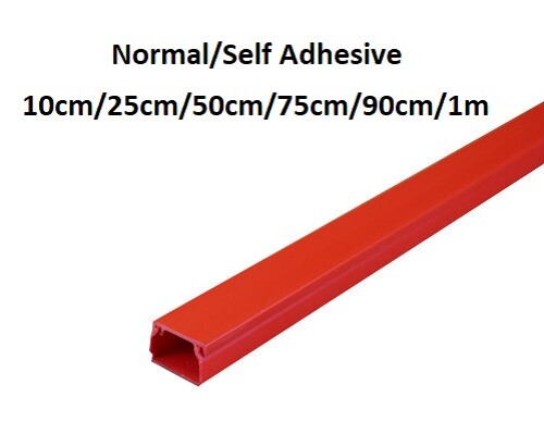 PVC Electrical Cable Mini Trunking Wire Conduit Tidy Plastic Cover RED ...