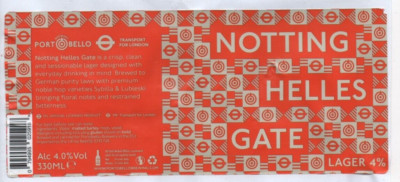England - Beer Can Sticker Label - Portobello Brewery - Notting Helles ...