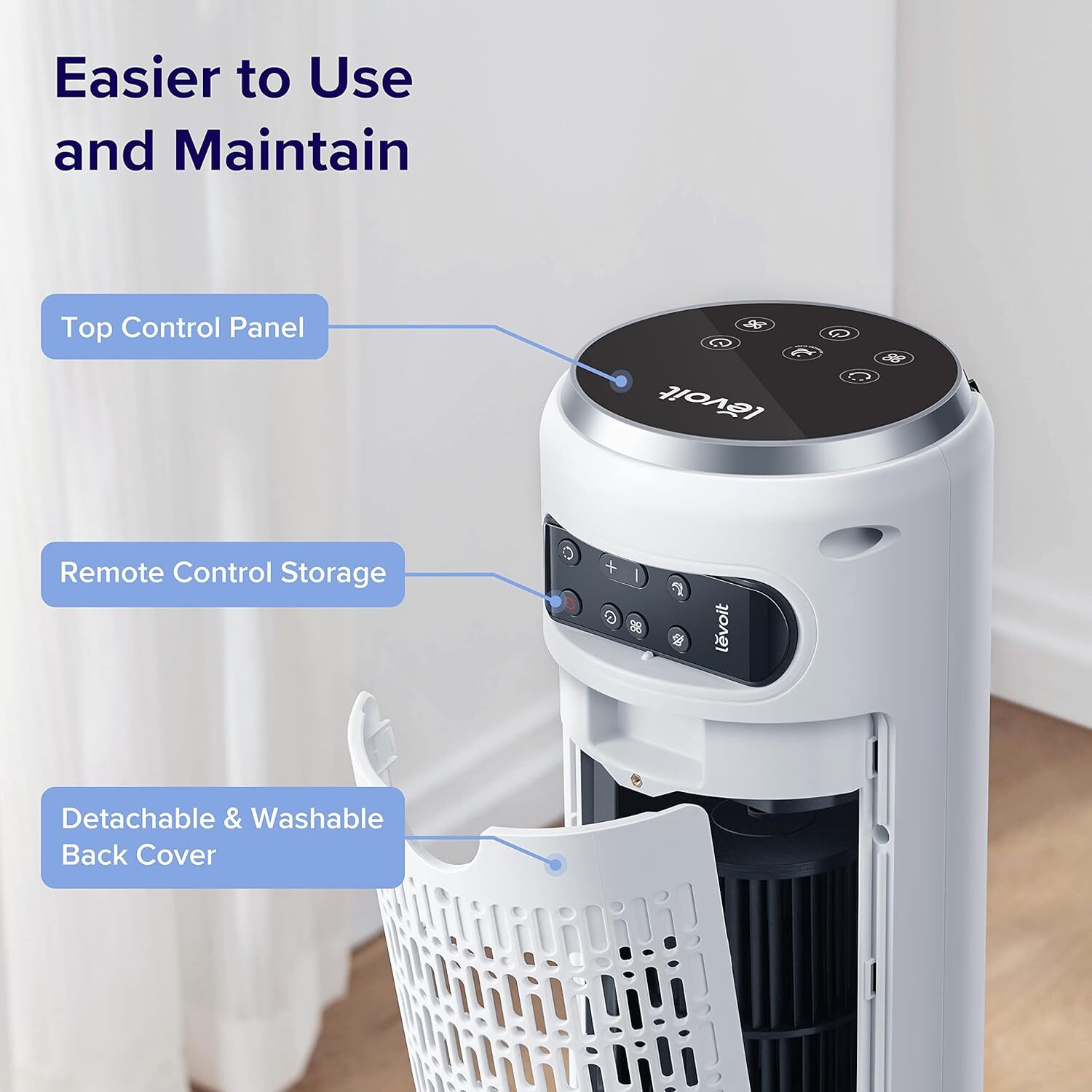 36" Tall 90° Oscillating Tower Fan for Bedroom - 28Db Quiet Floor ...