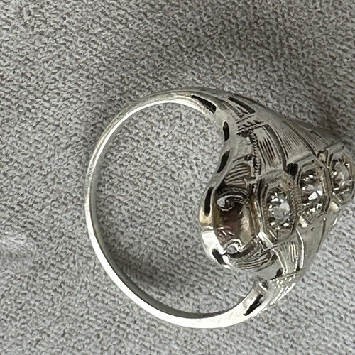 Antique 18k white European cut diamonds ring 3G | eBay