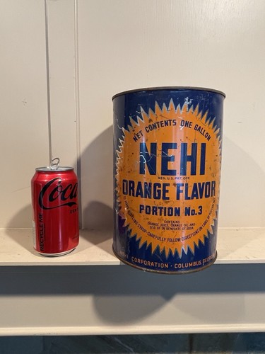 Vintage 1936 NEHI Flat Top Orange Soda 1 Gallon Fountain Syrup Tin Can ...