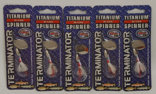 (5) Terminator Titanium In-Line Spinner Bait Fishing Lures Lot of 5 | eBay