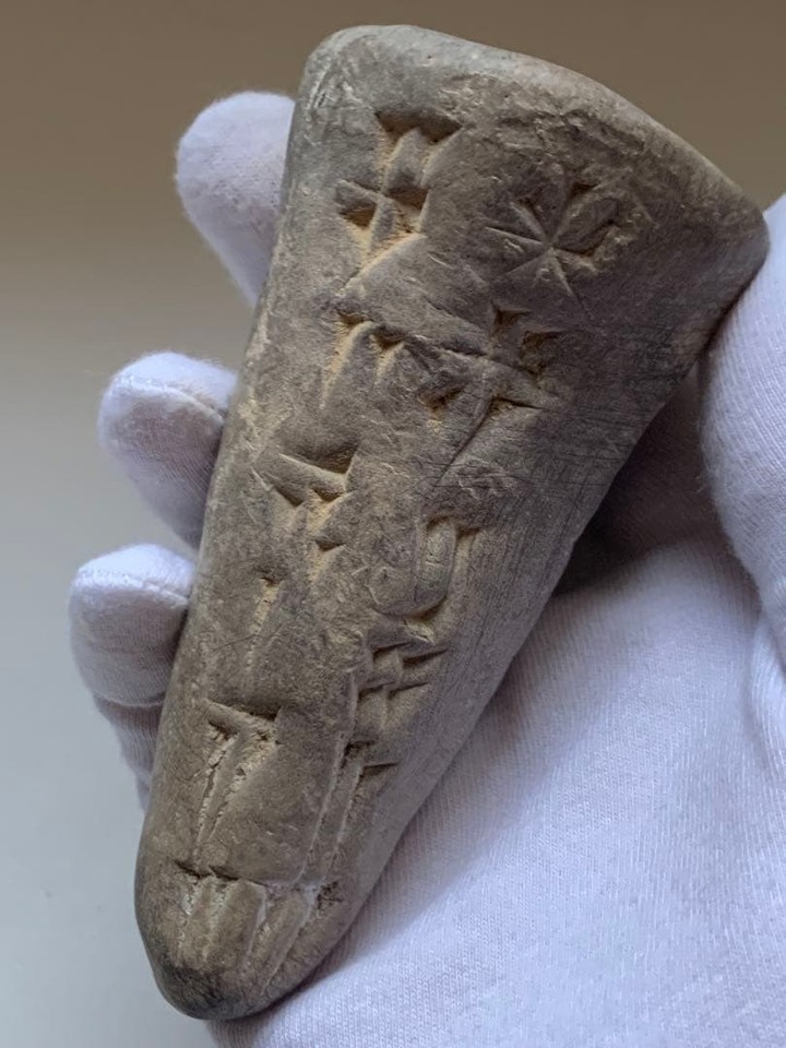 Ancient Mesopotamia cuneiform cone clay tablet excavated in Gandhara ...