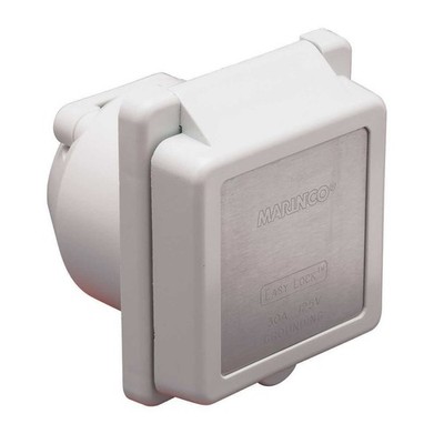 Marinco AFI 301EL-B Power Inlet 30A 125V Easy Lock White Stainless Trim ...