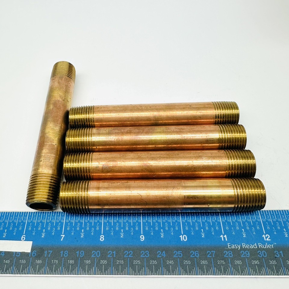 Lot of 5, Brass Pipe Nipple 1/2" x 5" NPT Threaded Sides | eBay
