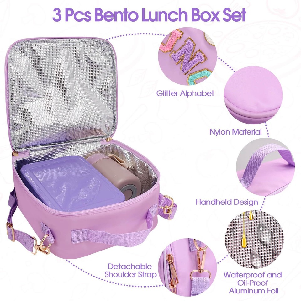 Preppy Lunch Box For Girls With 10oz Thermo With 6 Compartment Bento ...