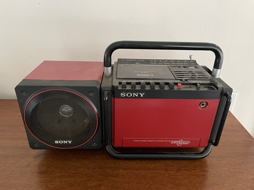 Vintage Sony Red Boombox Stereo Cassette Corder Tape FM AM Radio CFS ...