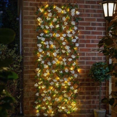 Solar LED Flower Wall 6ft Fake Garden Trellis Hedge Light Up Party ...