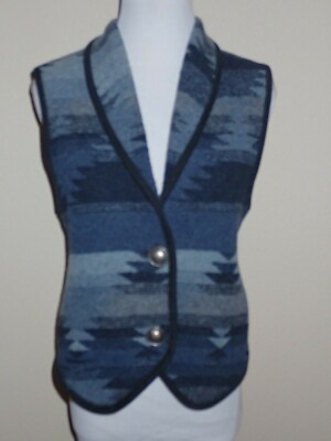 Nomadic Traders Vest Wool Blend Southwestern Shawl Collar Pewter ...