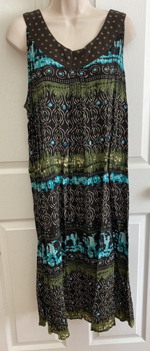 Elementz Tank Dress Size XL Brown/Turquoise Metal Embellishment at Neck ...