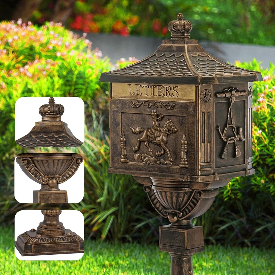 Mail Box Heavy Duty Mailbox Postal Box Security Cast Aluminum Vertical ...