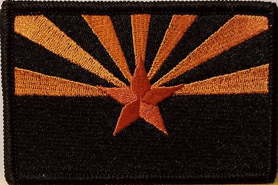 ARIZONA Flag Patch With Hook Adhesive Fastener BLACK & ORANGE BLACK ...