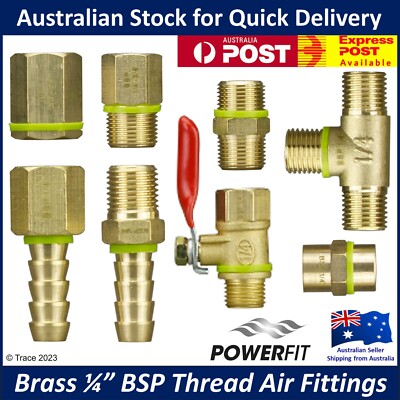 Brass 1/4" BSP Threaded Air Fittings & Adaptors for Compressor Air ...