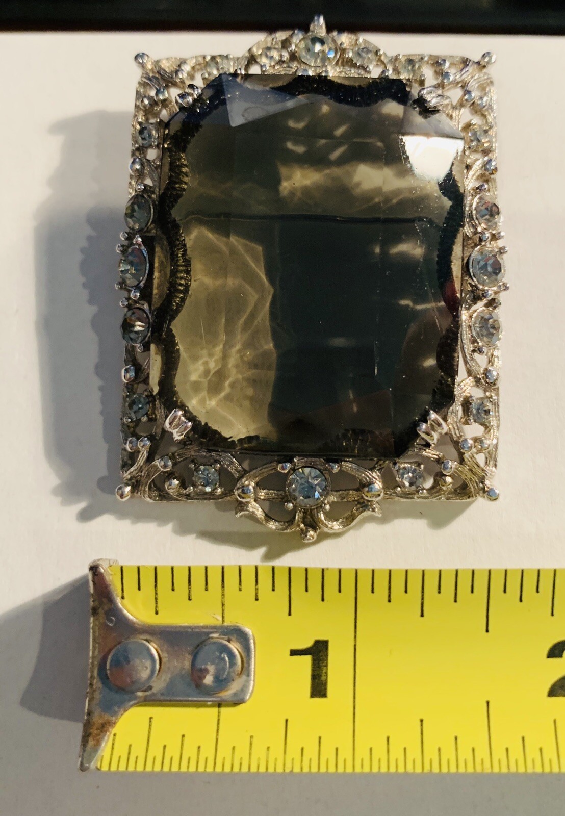 Vintage Sarah Coventry Rectangular Pin Brooch Big Gla… - Gem