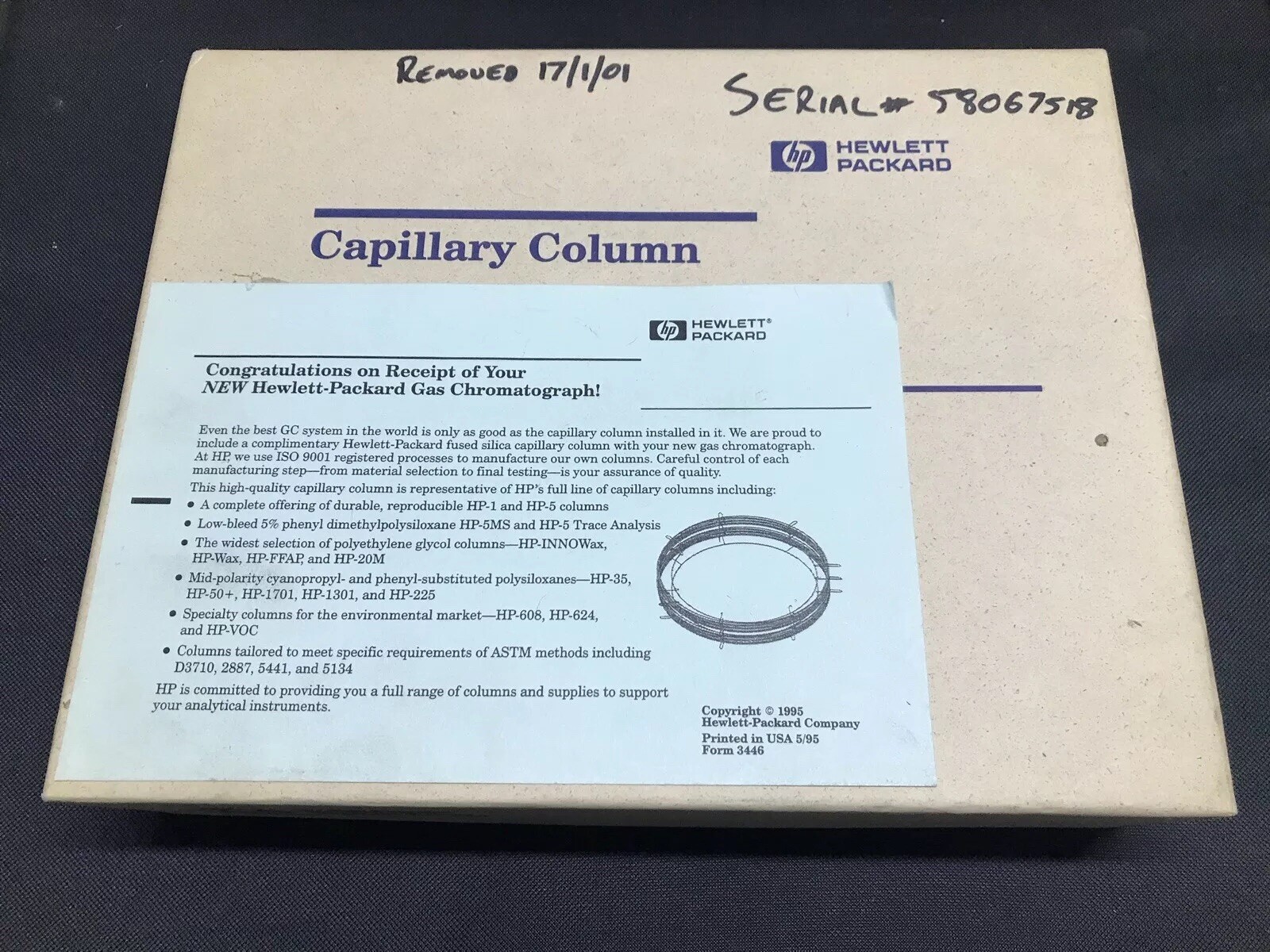 Hewlett Packard HP Agilent HP-5 GC Capillary Column - 19091J-413 | eBay