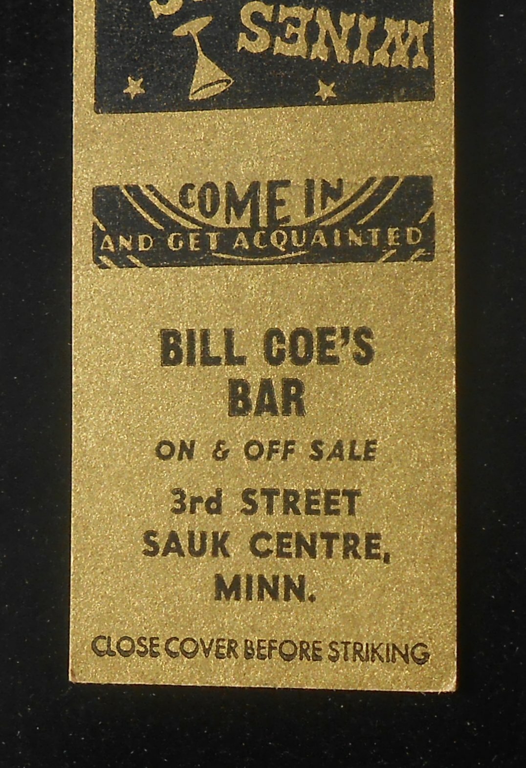 1940s Bill Coe's Bar On & Off Sale 3rd Street Sauk Centre MN Stearns Co ...