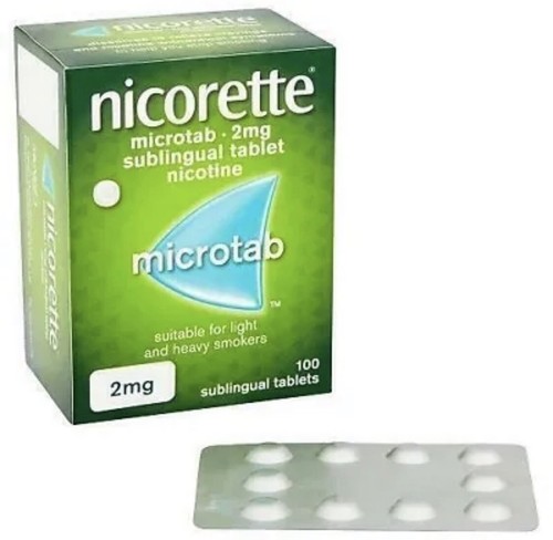 Nicorette Microtab 2 mg SUBLINGUAL TABLET NICOTINE Pack Of 100 BB 10/ ...
