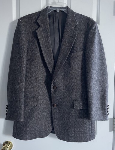 VTG Arnie Tweed Sport Coat Jacket Blazer 42R Gray Wool Herringbone ...