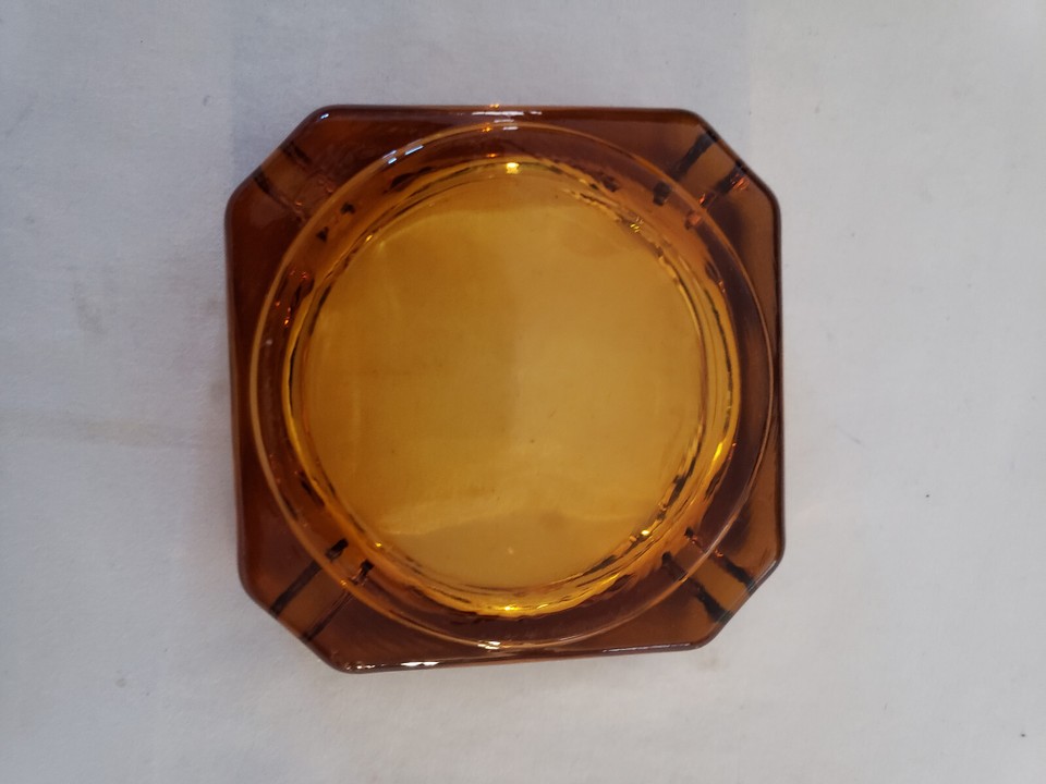 Vintage 3.75" Square Amber Glass Ashtray 4 Slot Ashtray 9.9OZ | eBay
