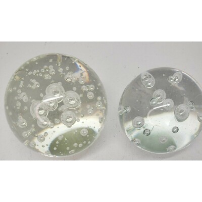 Vintage Art Glass Paperweight Controlled Bubbles Set of 2 | eBay