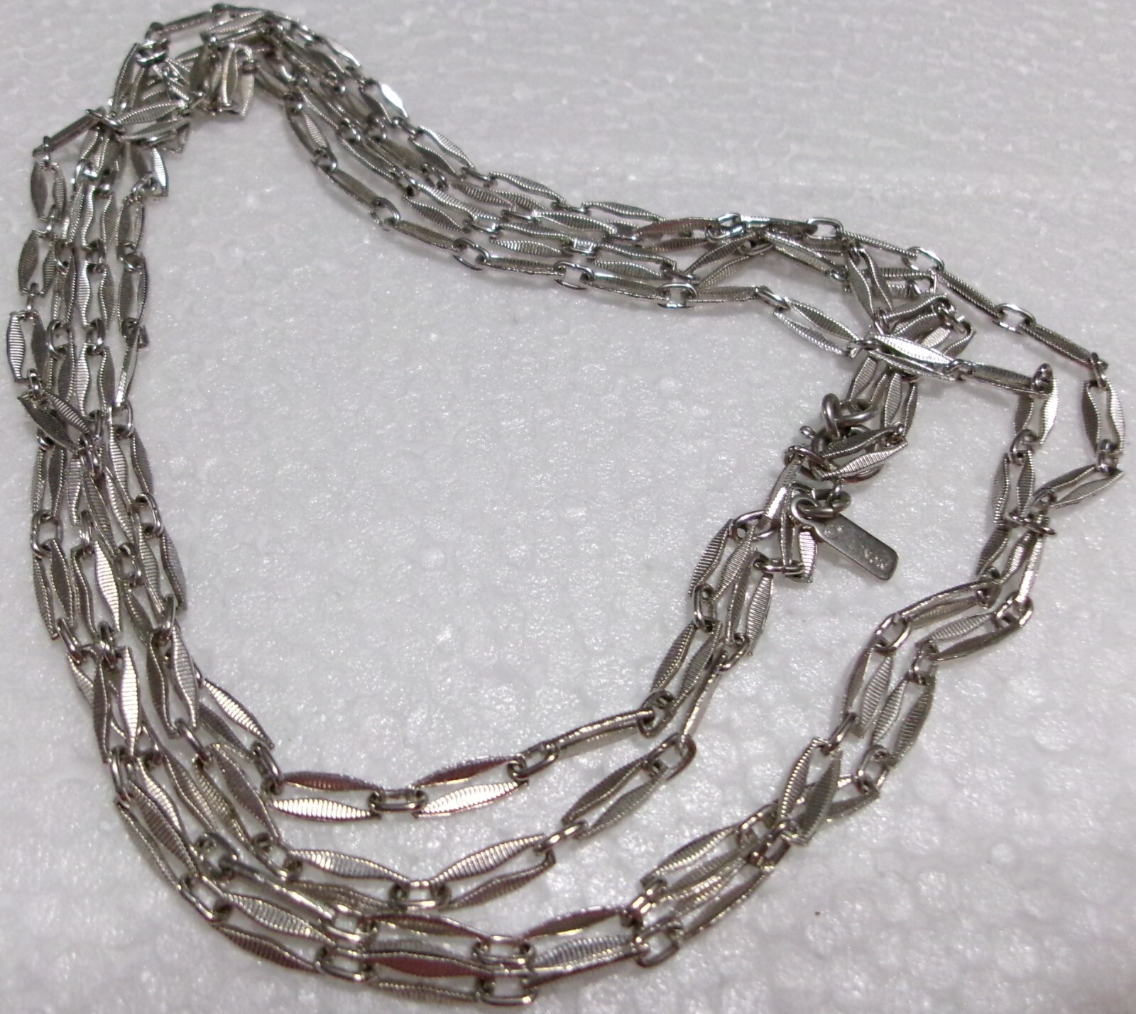 54" Monet Silver Tone Chain 1980's Rare Beautiful Etched Links MONET ...