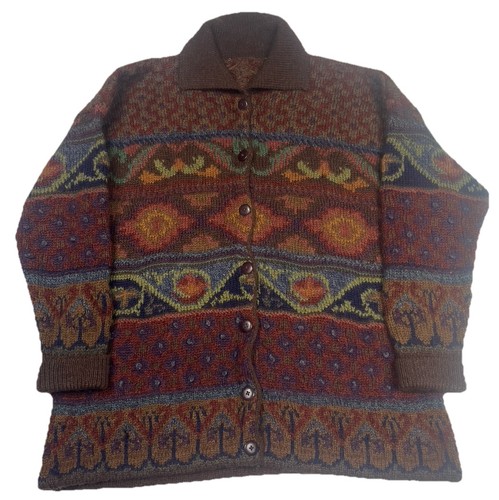90s Eclectic Grandpa Sweater Cardigan Sz L Multi-Color Fair Isle ...
