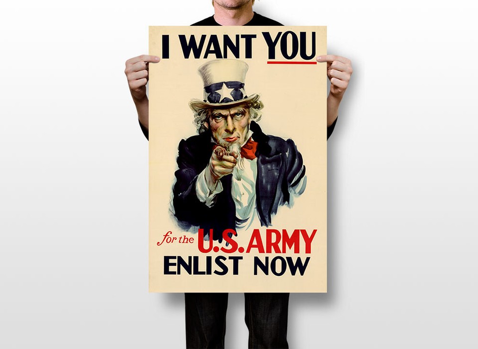 Uncle Sam Wants You U.S. Army Recruiting Print Wall Home Decor - POSTER ...