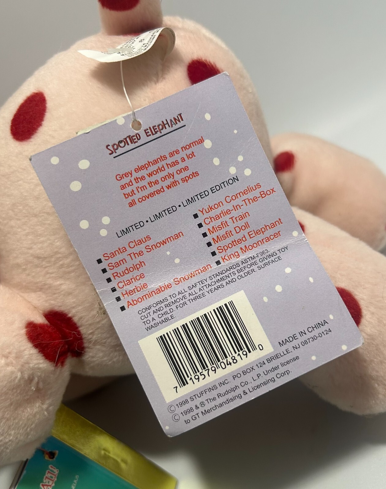 12” SPOTTED ELEPHANT 1998 CVS Rudolph the Red Nosed Reindeer STUFFINS w ...