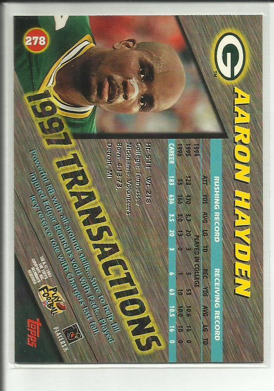1997 Topps Stadium Club #278 Aaron Hayden Green Bay Packers | eBay