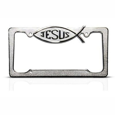 Chrome Jesus Fish License Plate Frame Standard Size 4 Hole Mount - Car ...