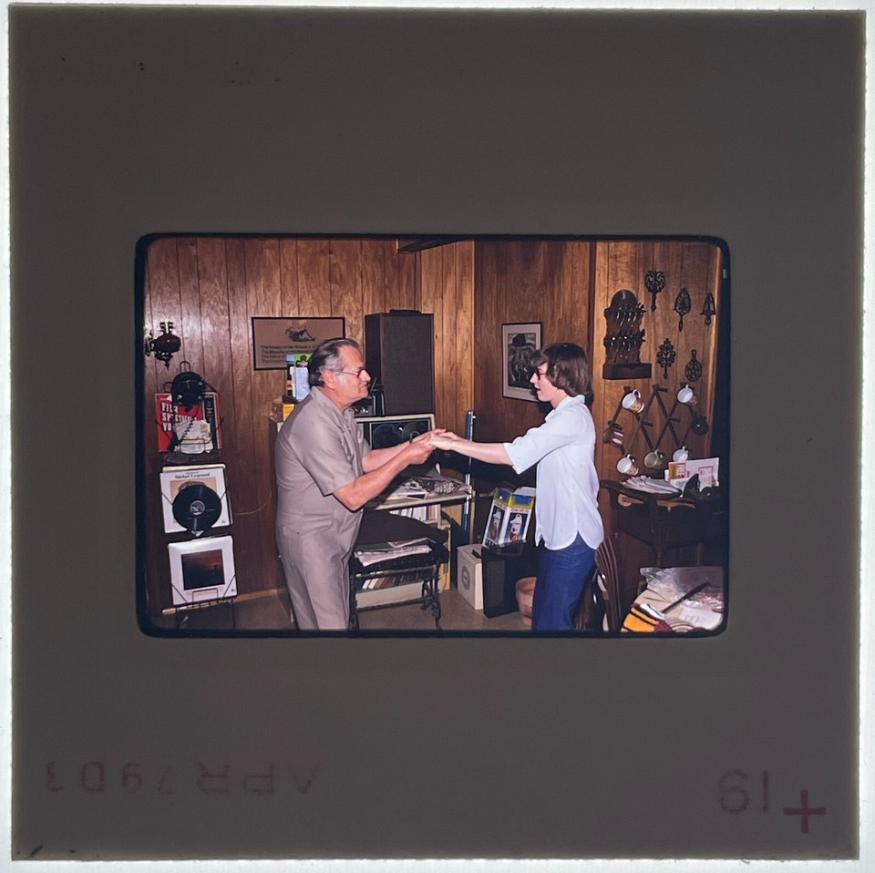 1979 Wood Paneling Rec Room Dance With Grandpa 35mm kodak Kodachrome ...