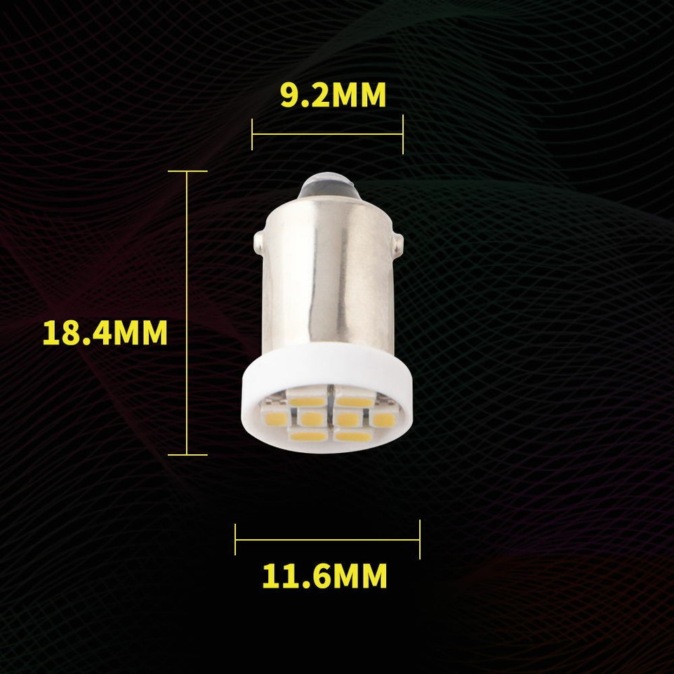 10Pcs Warm White 6V 6.3V DC AC T11 H6W T4W BA9S 1206 8SMD LED Pinball ...