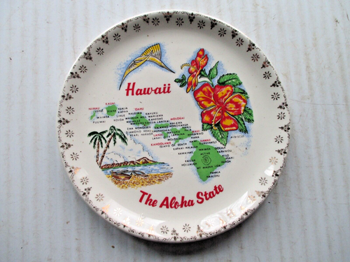 Hawaii Round Plate ALOHA Made In U.S.A. 7" X 7" | eBay