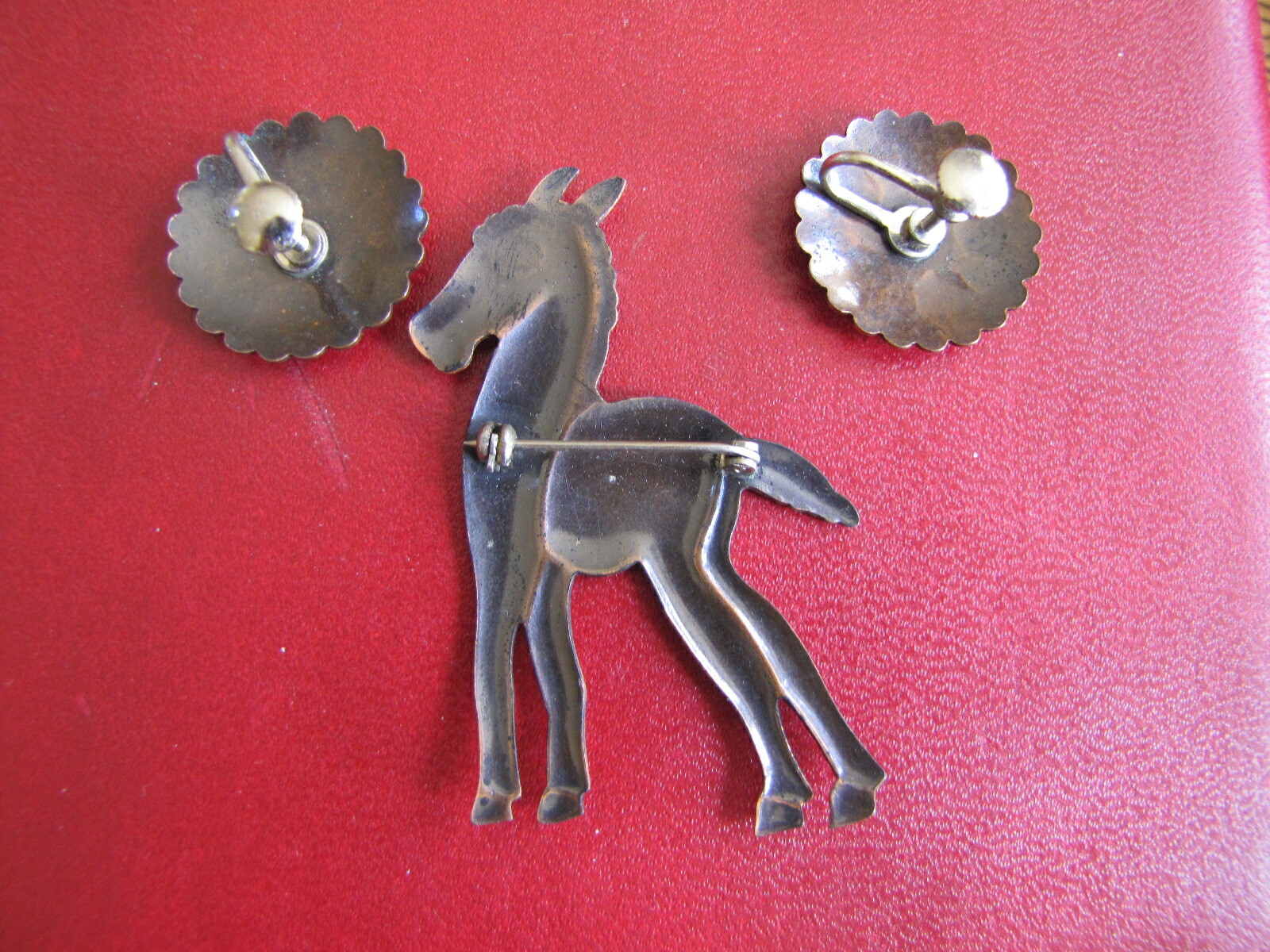 Cute Vintage Copper Donkey Brooch Pin and Star Concha… - Gem