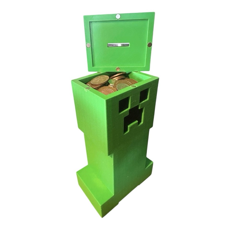 Minecraft Creeper Large Money Box Piggy Bank - Magnetic Lid 22cm Tall ...