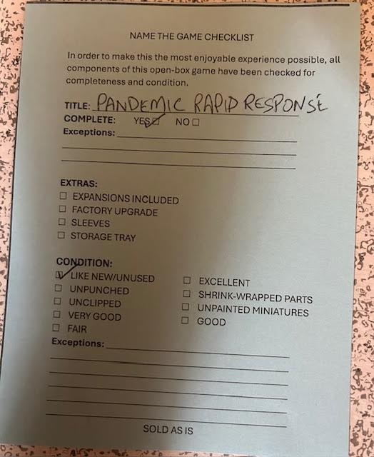 Pandemic Rapid Response COMPLETE OPEN BOX board game by Z-man games | eBay