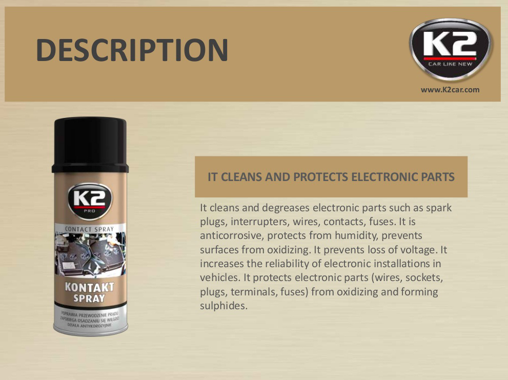 Electrical Contact Cleaner Spray Switch Circuit Dirt Remover 400ml K2 ...